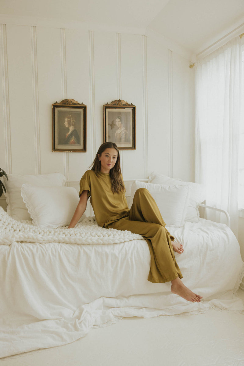 Isabel Satin Sleep Pant | Moss – Altair The Label