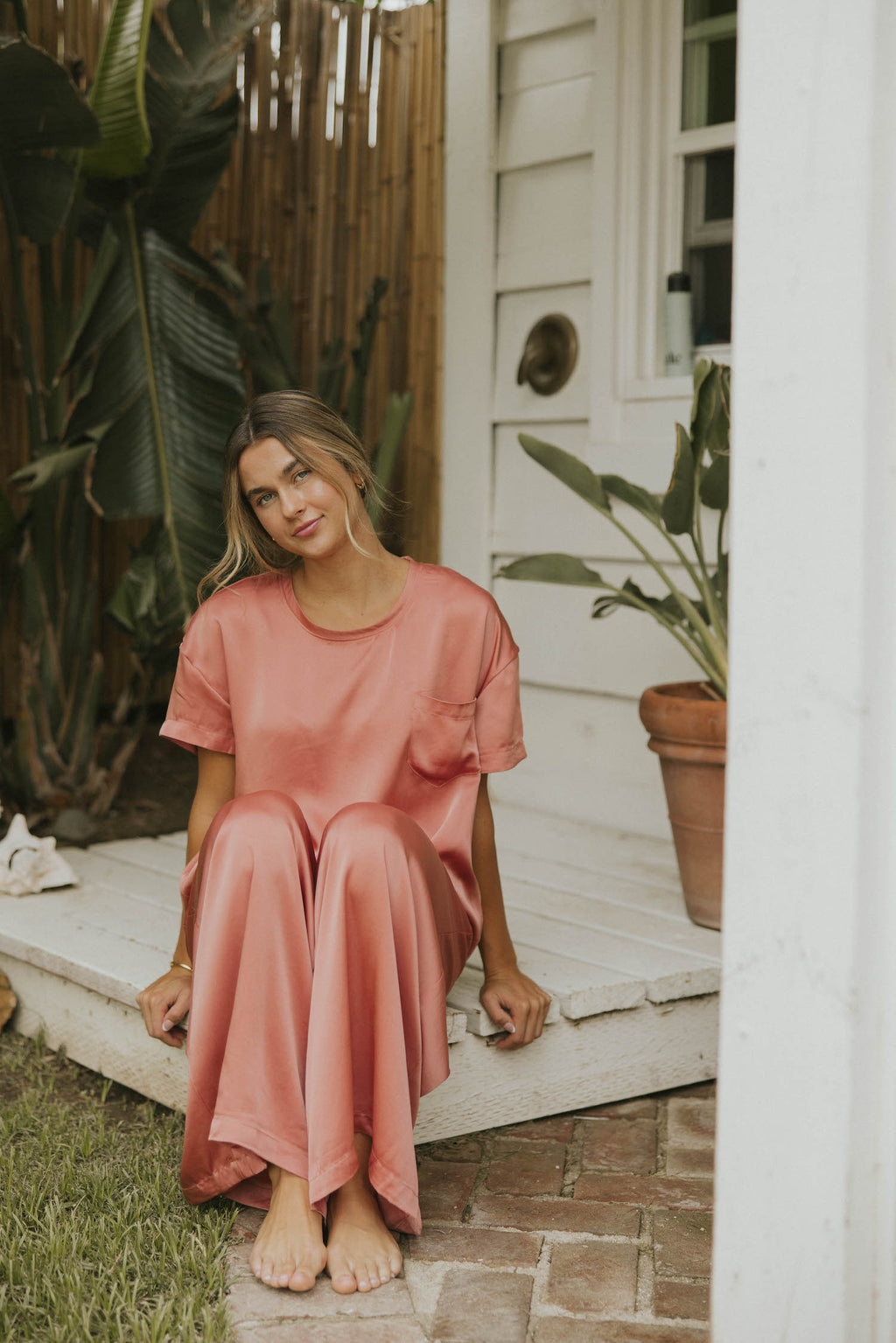 Isabel Oversized Satin Top | Rose – Altair The Label